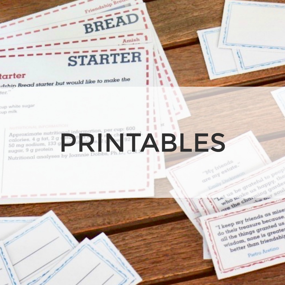 Free Amish Friendship Bread Printables